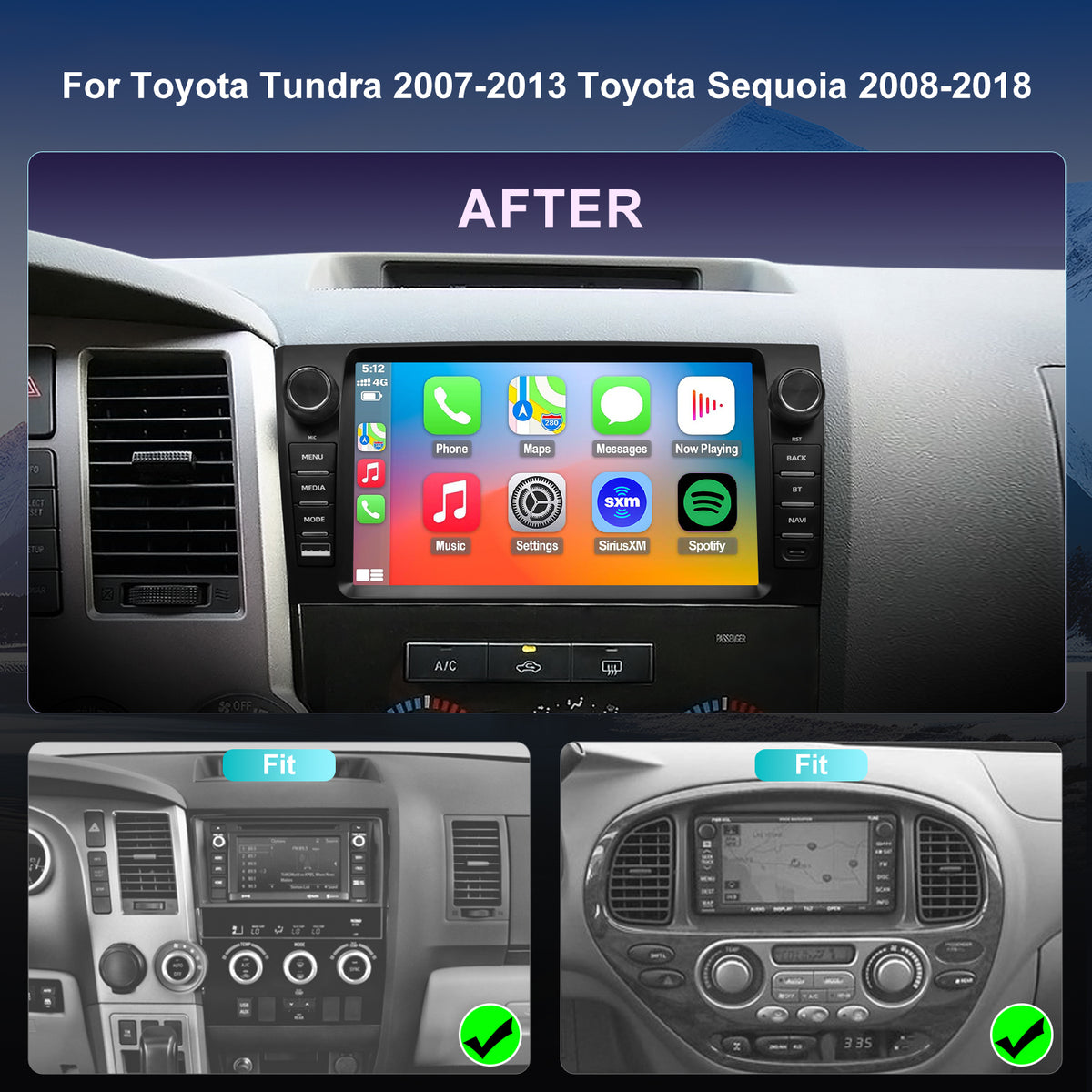 Toyota Sequoia radio 2008-2018 CarPlay 9" QLED screen 8-Core stereo ...