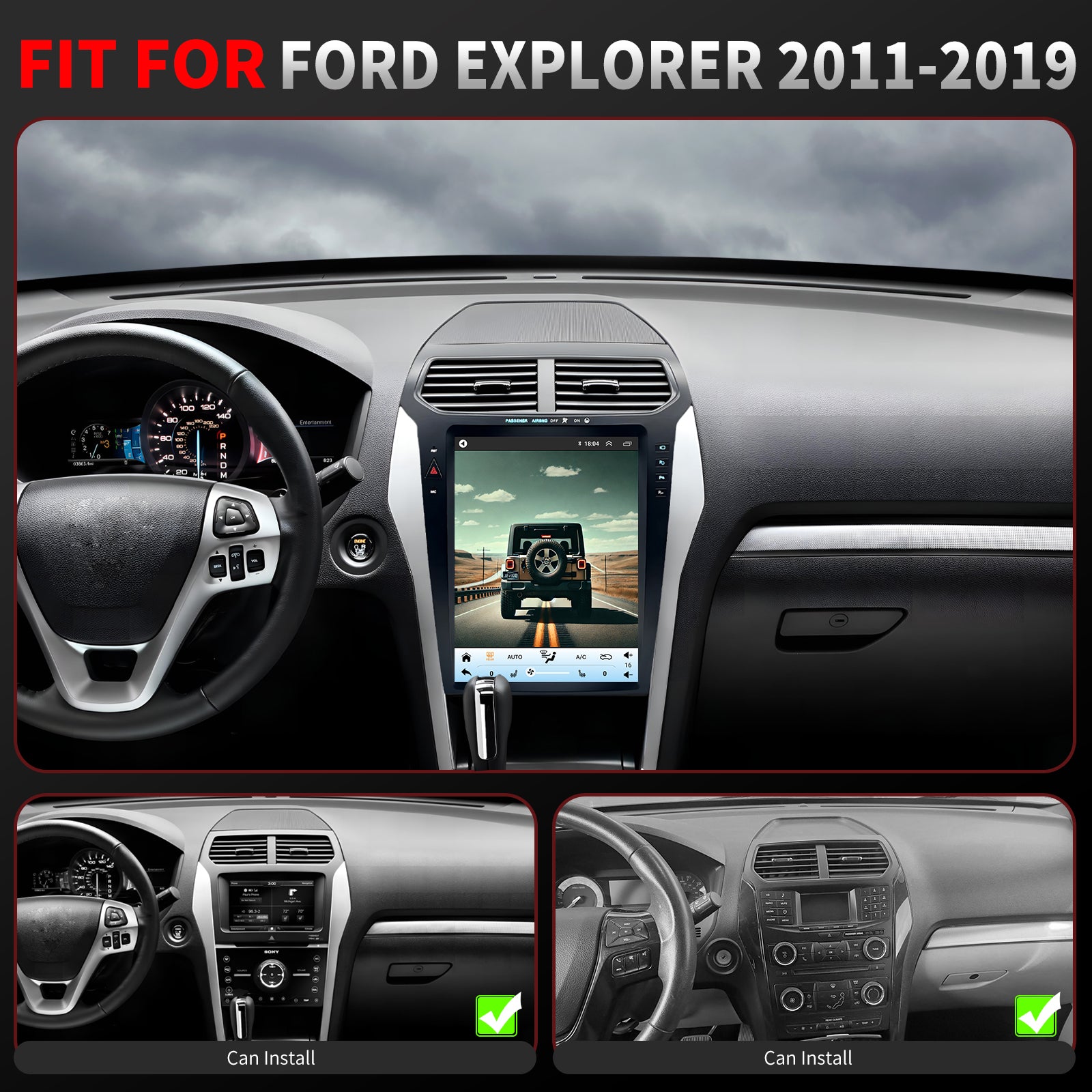Ford Explorer Radio upgrade 2011-2019 CarPlay Stereo Screen-Topdisplay ...