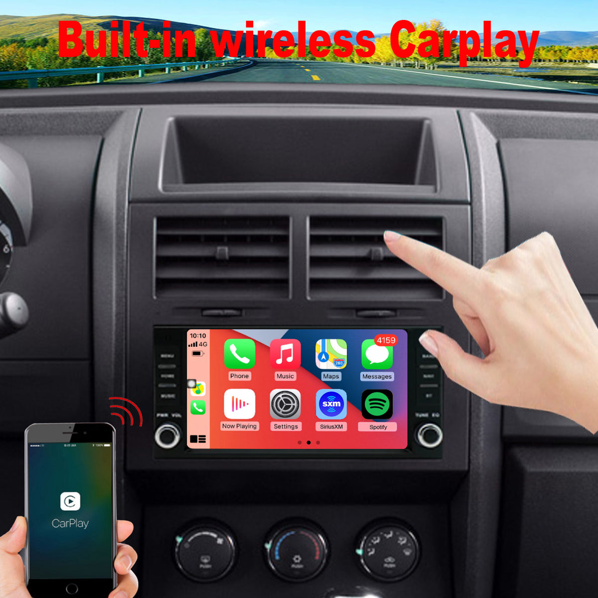 Dodge Durango Radio upgrade 2008-2014 CarPlay Stereo Screen-Topdisplay ...