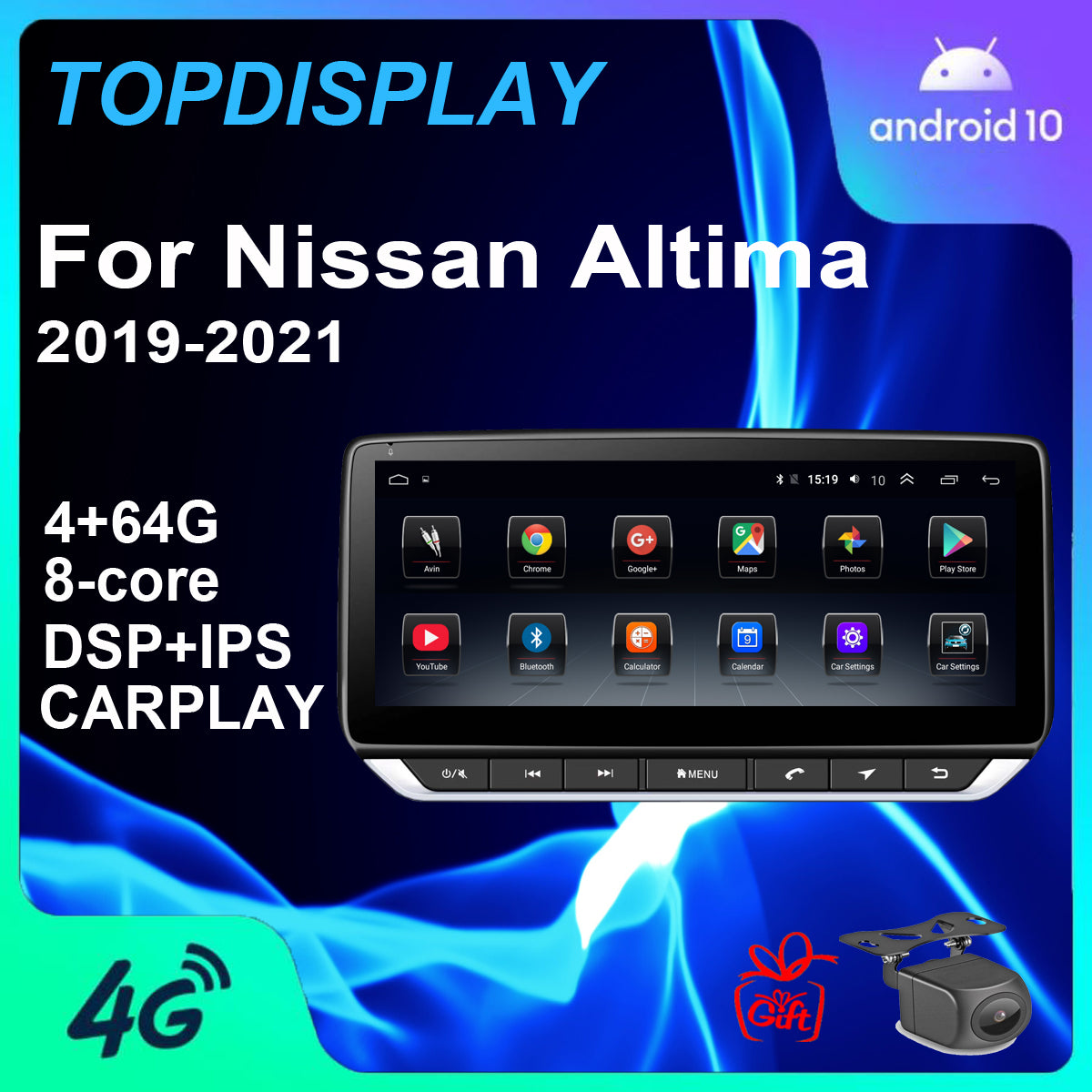 Nissan Altima radio 2019-2022 CarPlay 10.25" QLED 8-Core stereo – Topdisplay